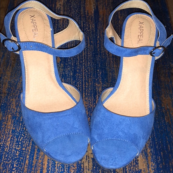 Xappeal | Shoes | New Blue Suede Wedge | Poshmark